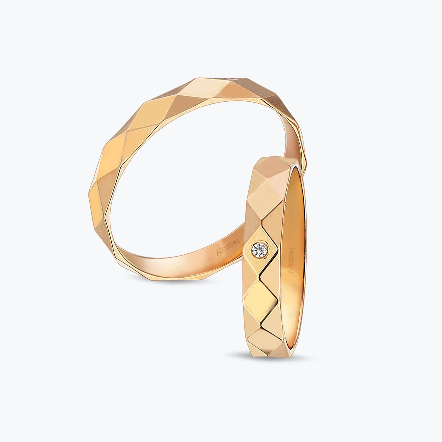 Clovers Pırlantalı Altın İkili Alyans