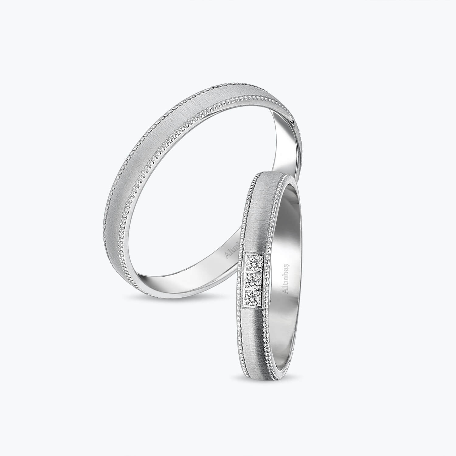 Pırlantalı Altın İkili Alyans Pırlantalı Altın İkili Alyans