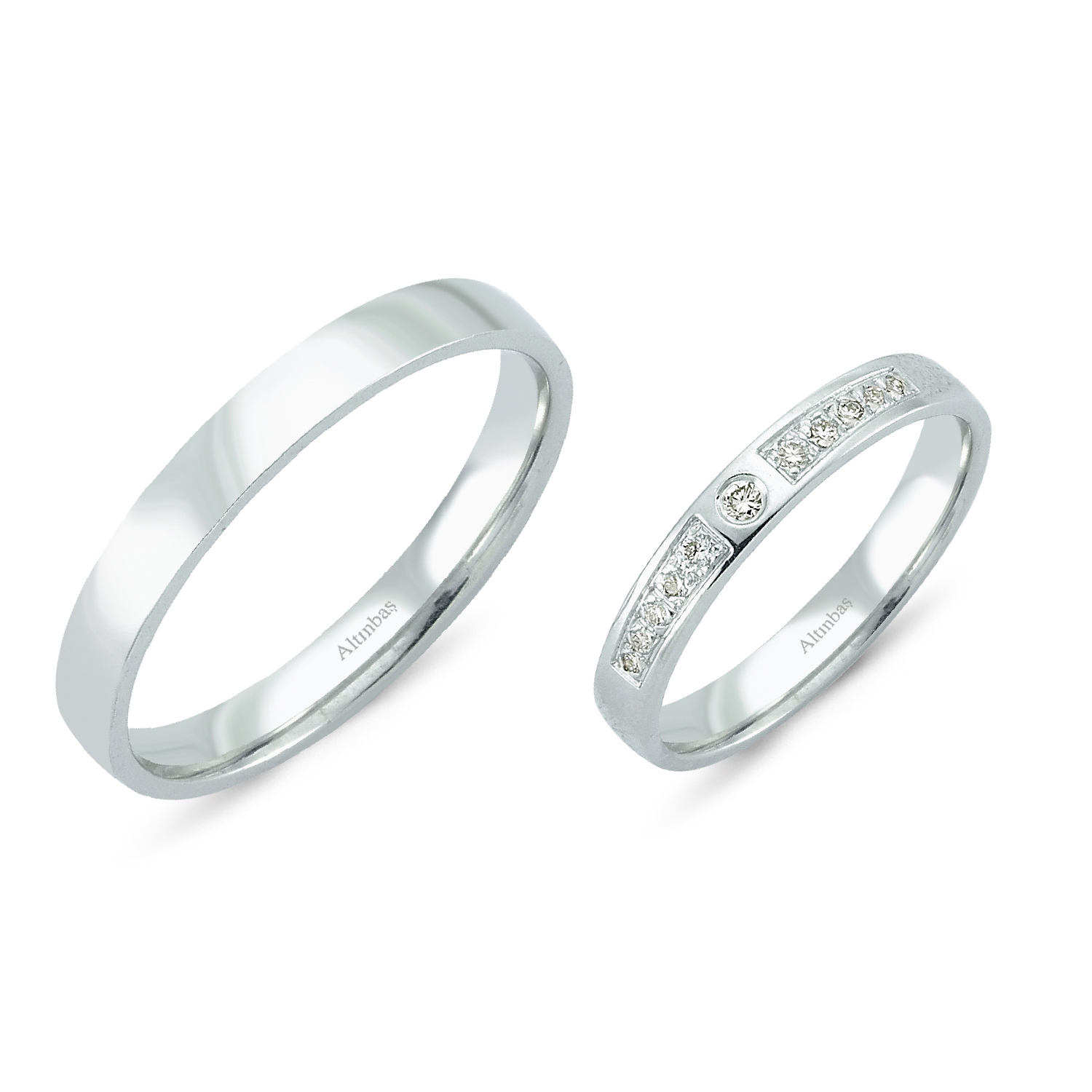 Pırlantalı Altın İkili Alyans