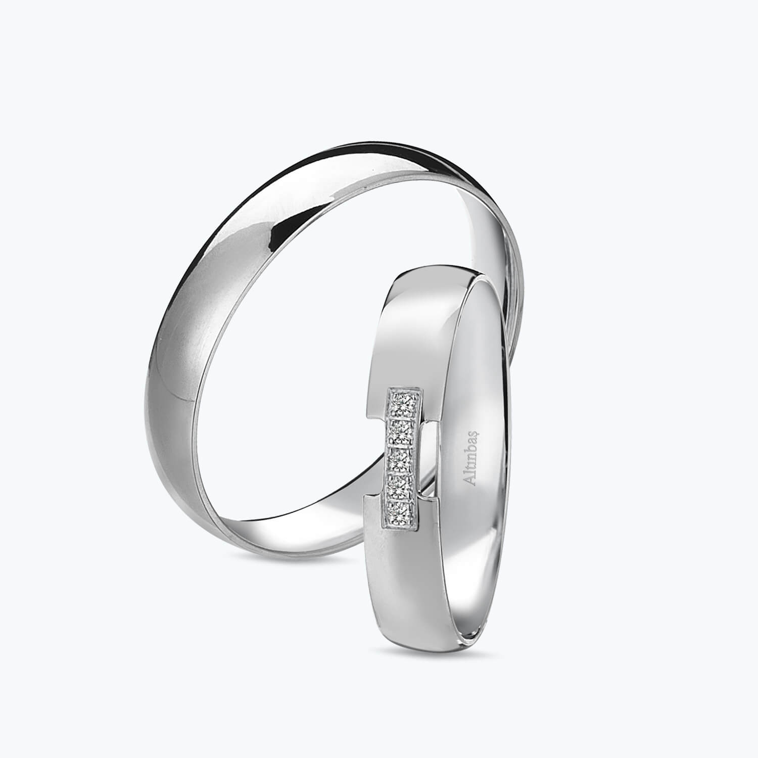 Pırlantalı Altın İkili Alyans