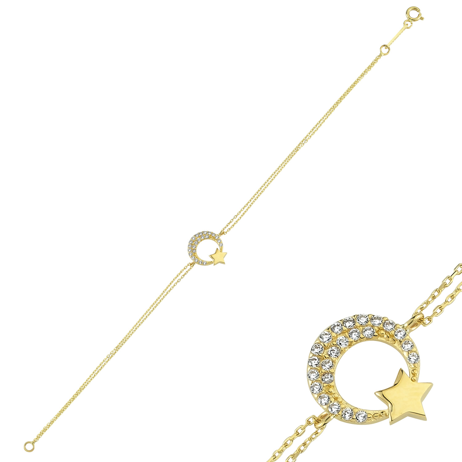 Altın Ay Yıldız Bileklik