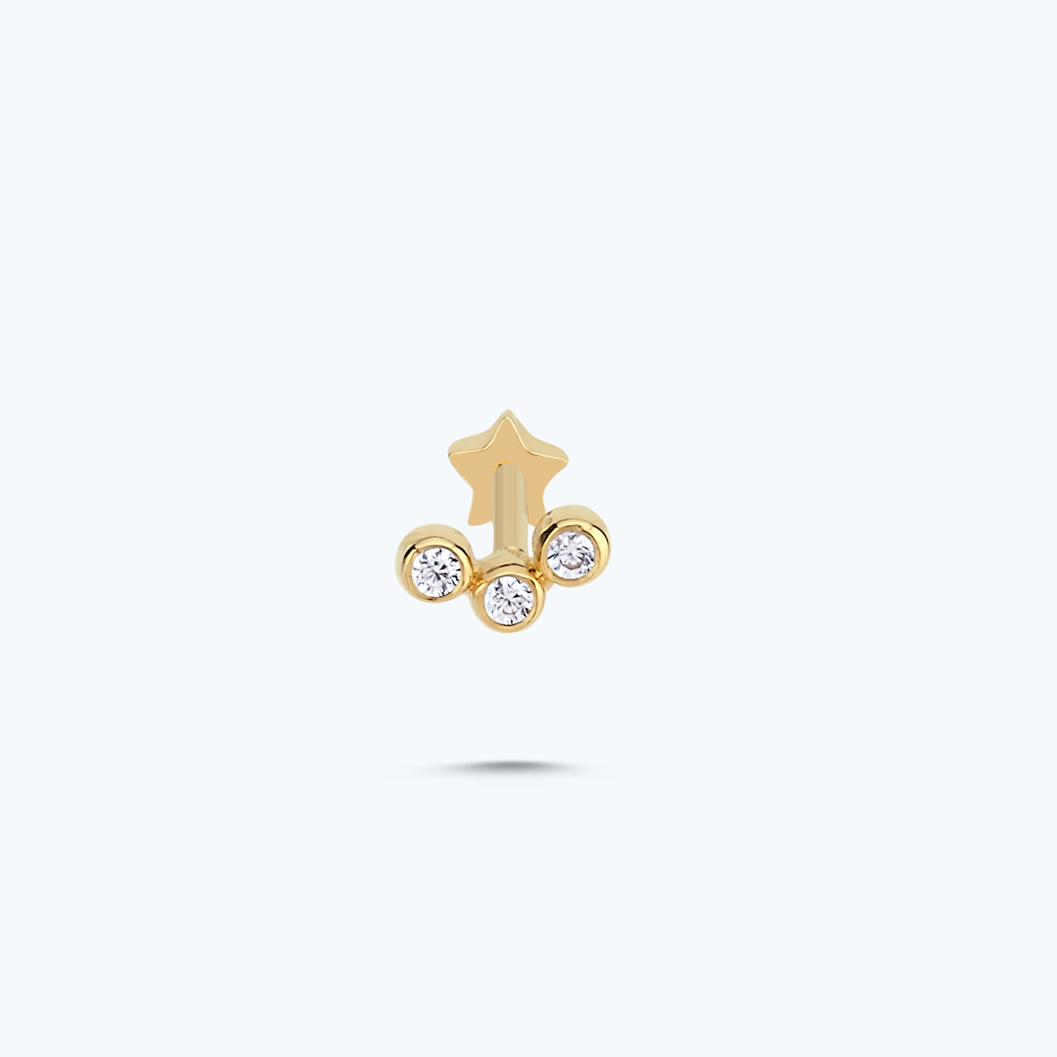 Altın Tragus Üç Taşlı Piercing Altın Tragus Üç Taşlı Piercing