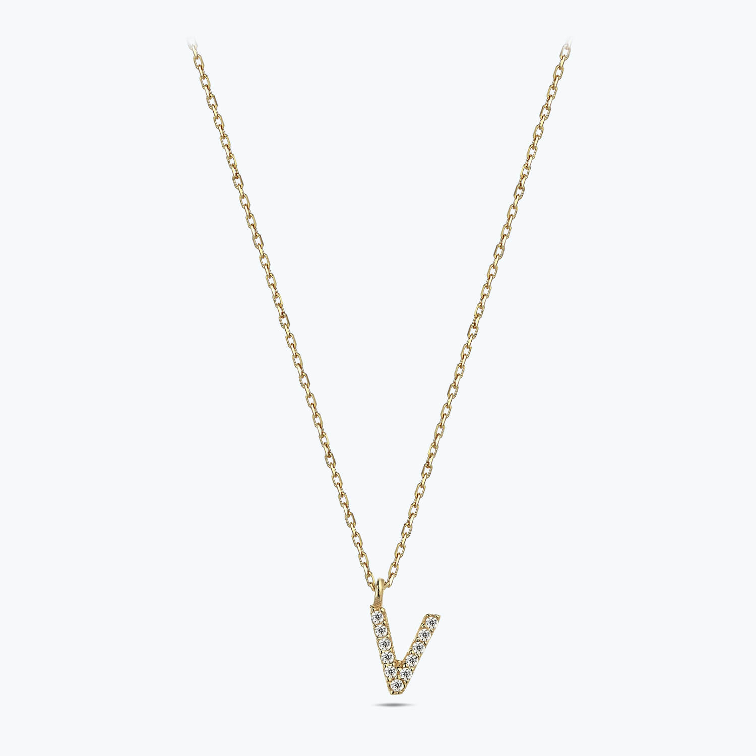 Altın V Harfi Kolye