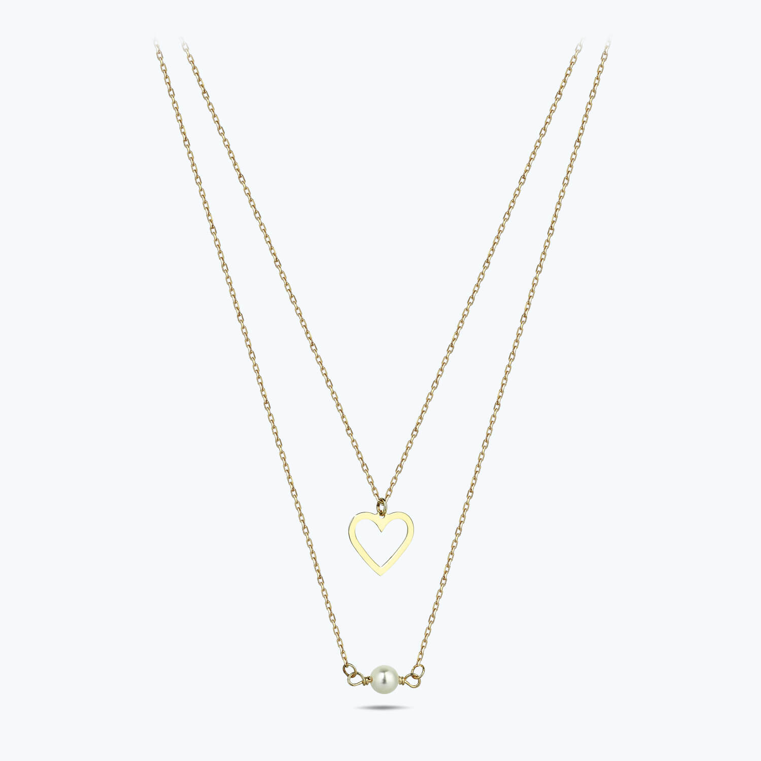 Altın İncili Kalp Kolye Altın İncili Kalp Kolye