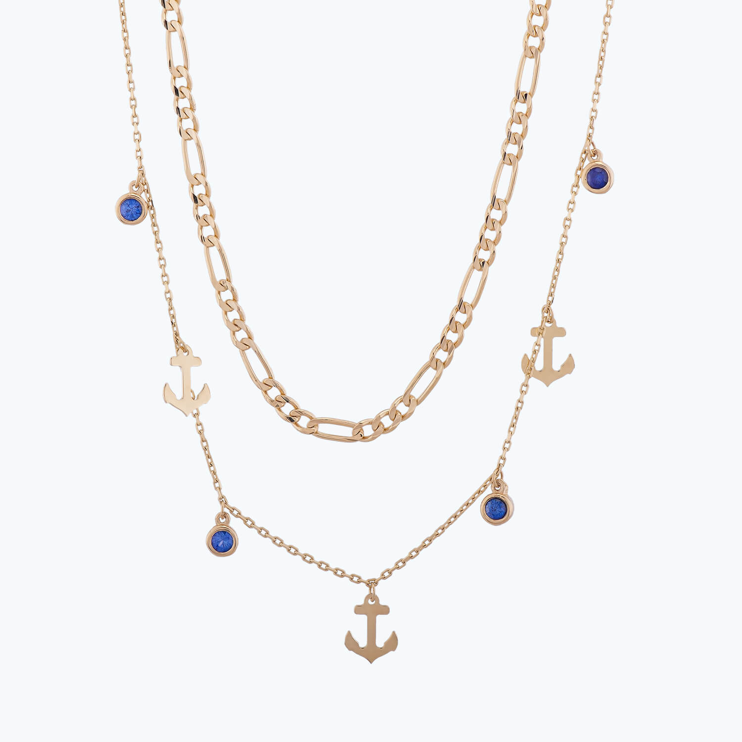 Altın Marin Safir Çapa Kolye Altın Marin Safir Çapa Kolye