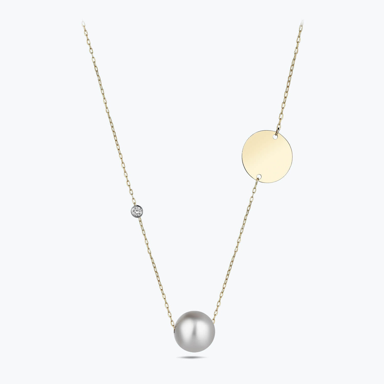 Pırlanta İnci Plaka Kolye