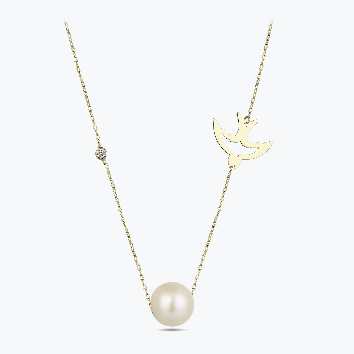 Pırlanta İnci Kırlangıç Kolye