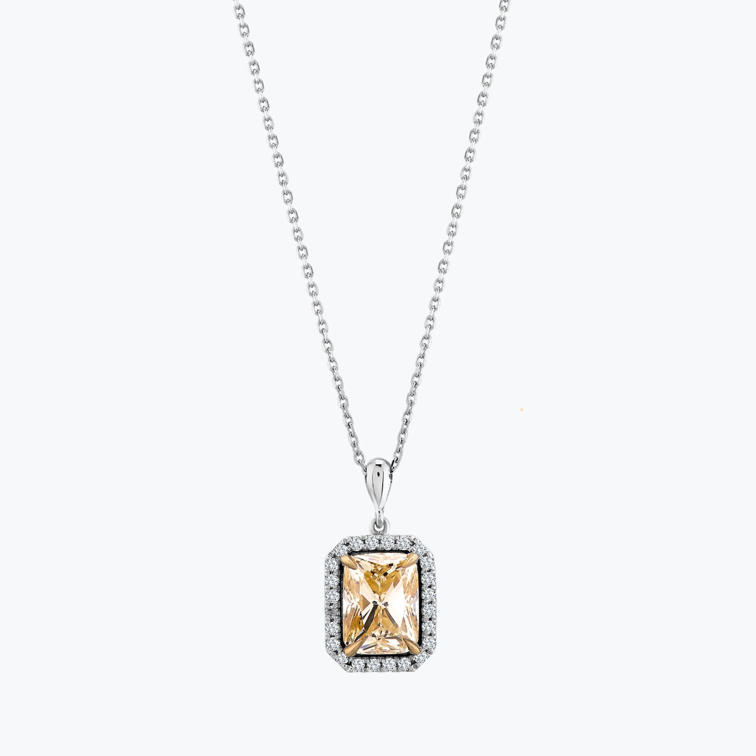 Pırlantalı Sarı Kuvars Kolye Pırlantalı Sarı Kuvars Kolye