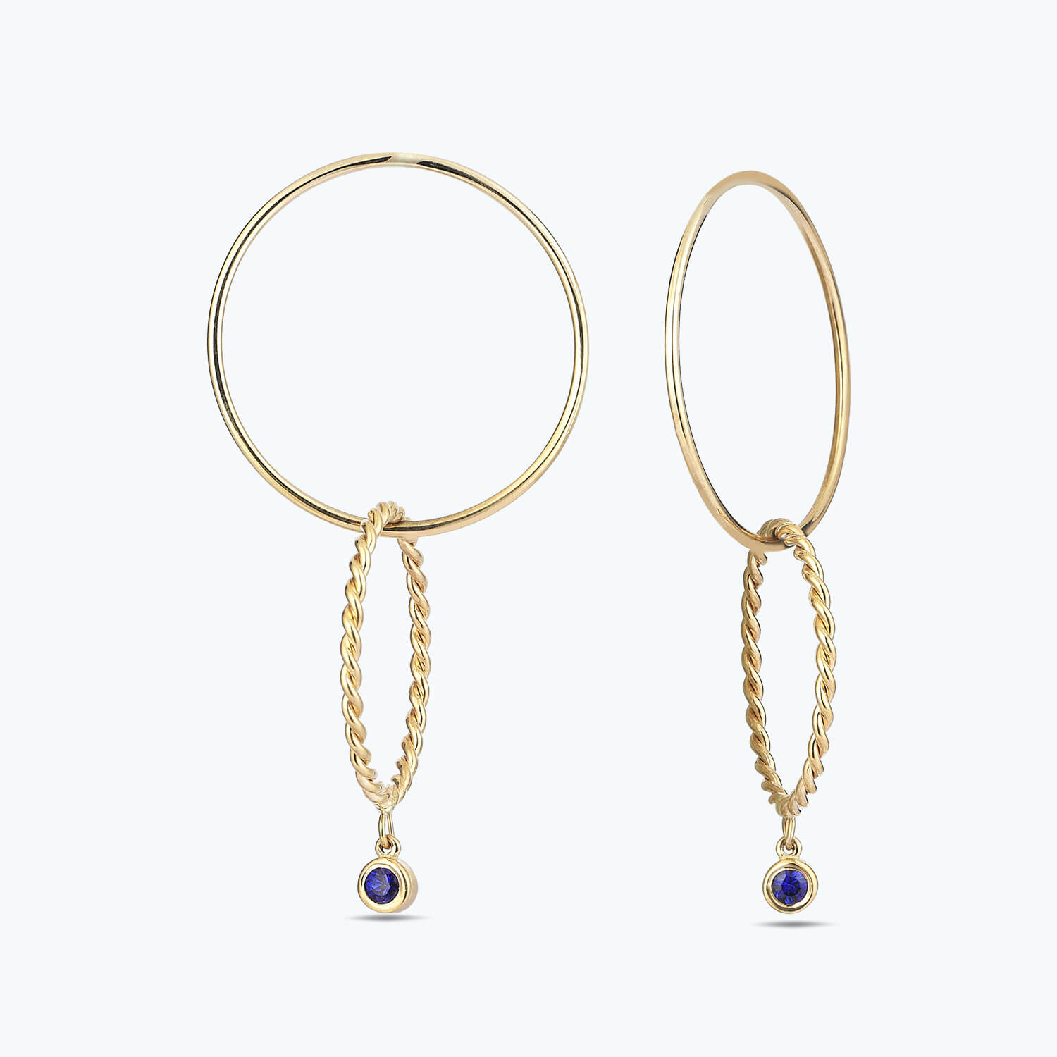 Altın Marin Safir Halka Küpe Altın Marin Safir Halka Küpe