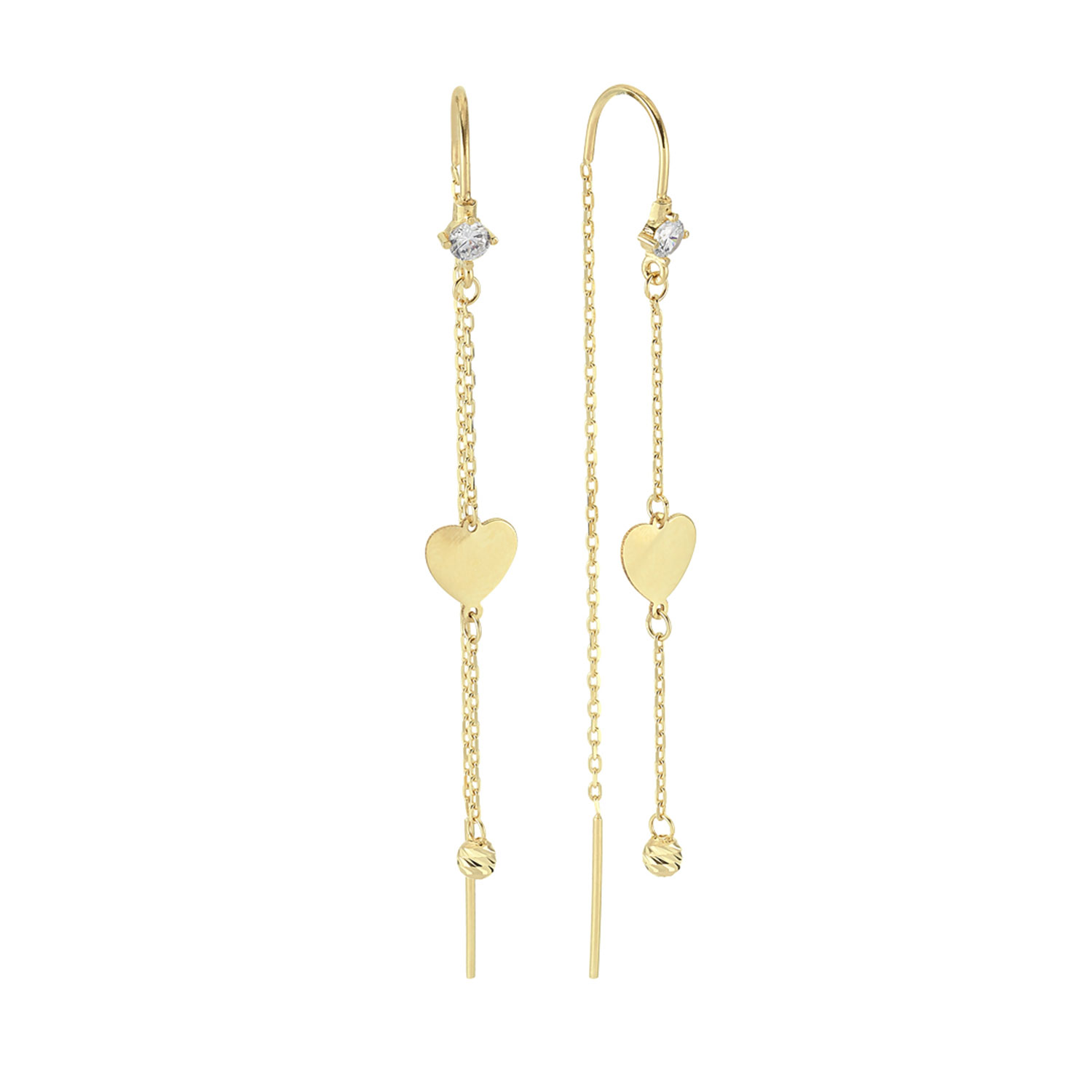 Altın Sallantılı Kalp Küpe Altın Sallantılı Kalp Küpe