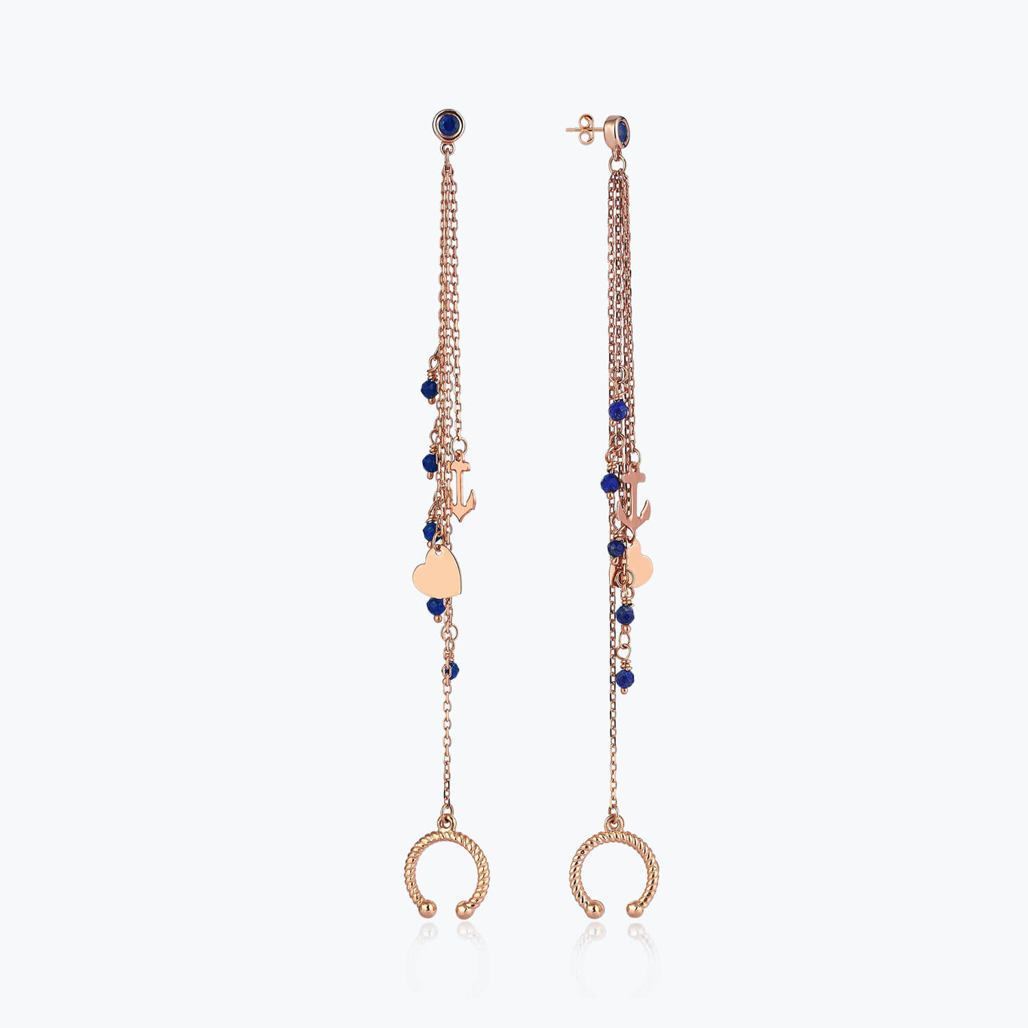 Lapis Taşlı Altın Marin Sallantılı Küpe Lapis Taşlı Altın Marin Sallantılı Küpe