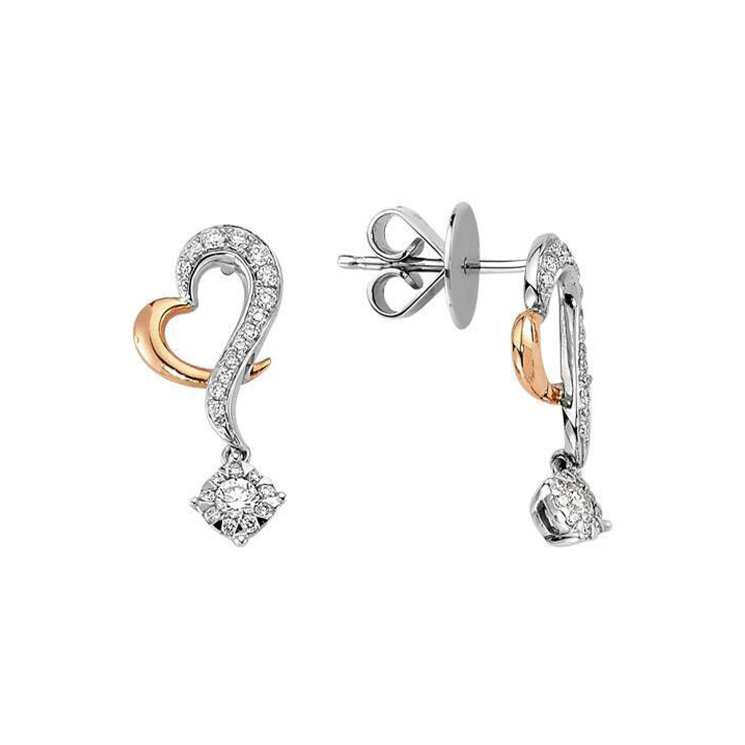 Pırlanta Kalp Küpe