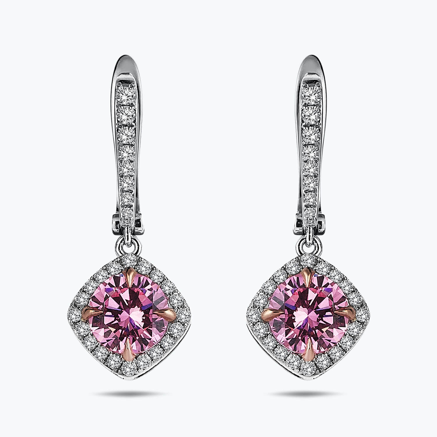 Pırlanta Pembe Topaz Küpe