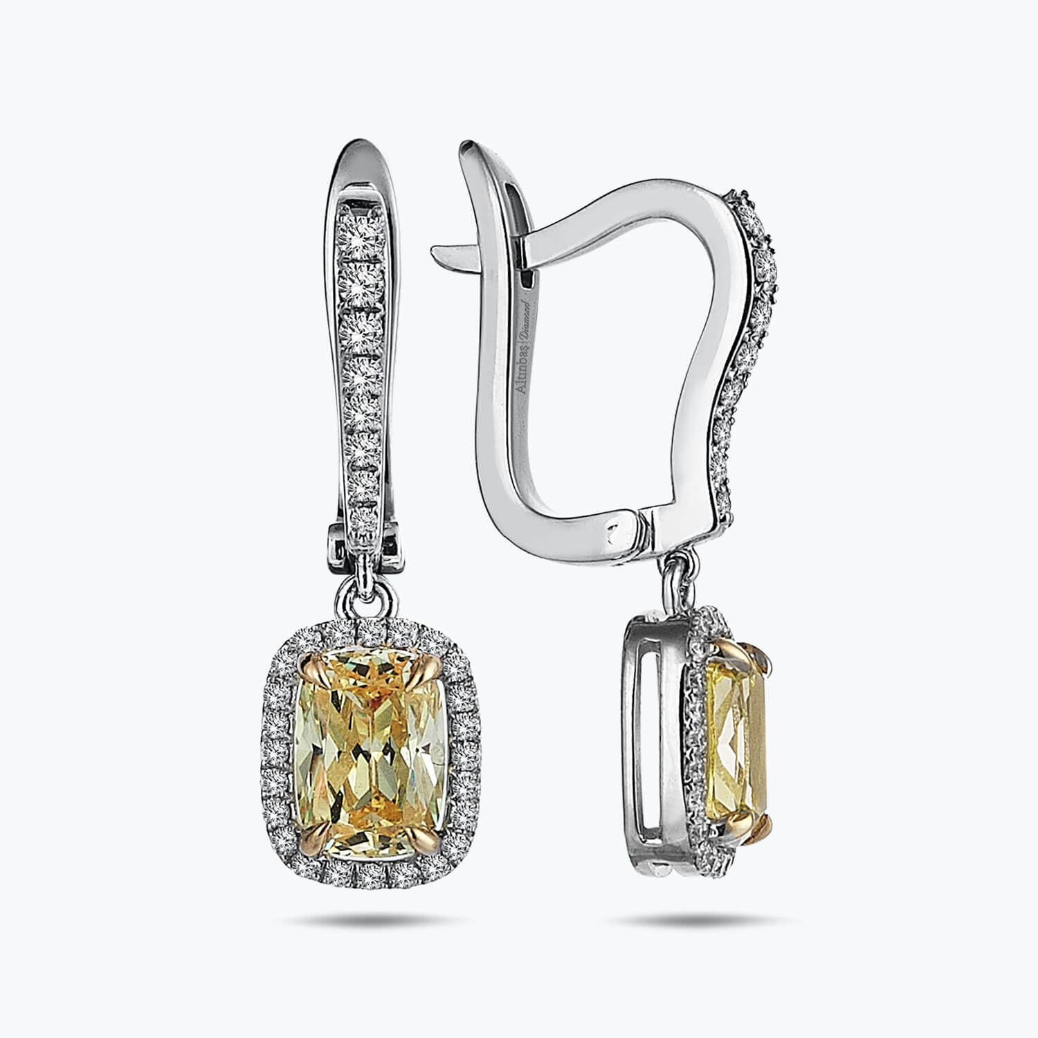 Pırlanta Sarı Topaz Küpe Pırlanta Sarı Topaz Küpe