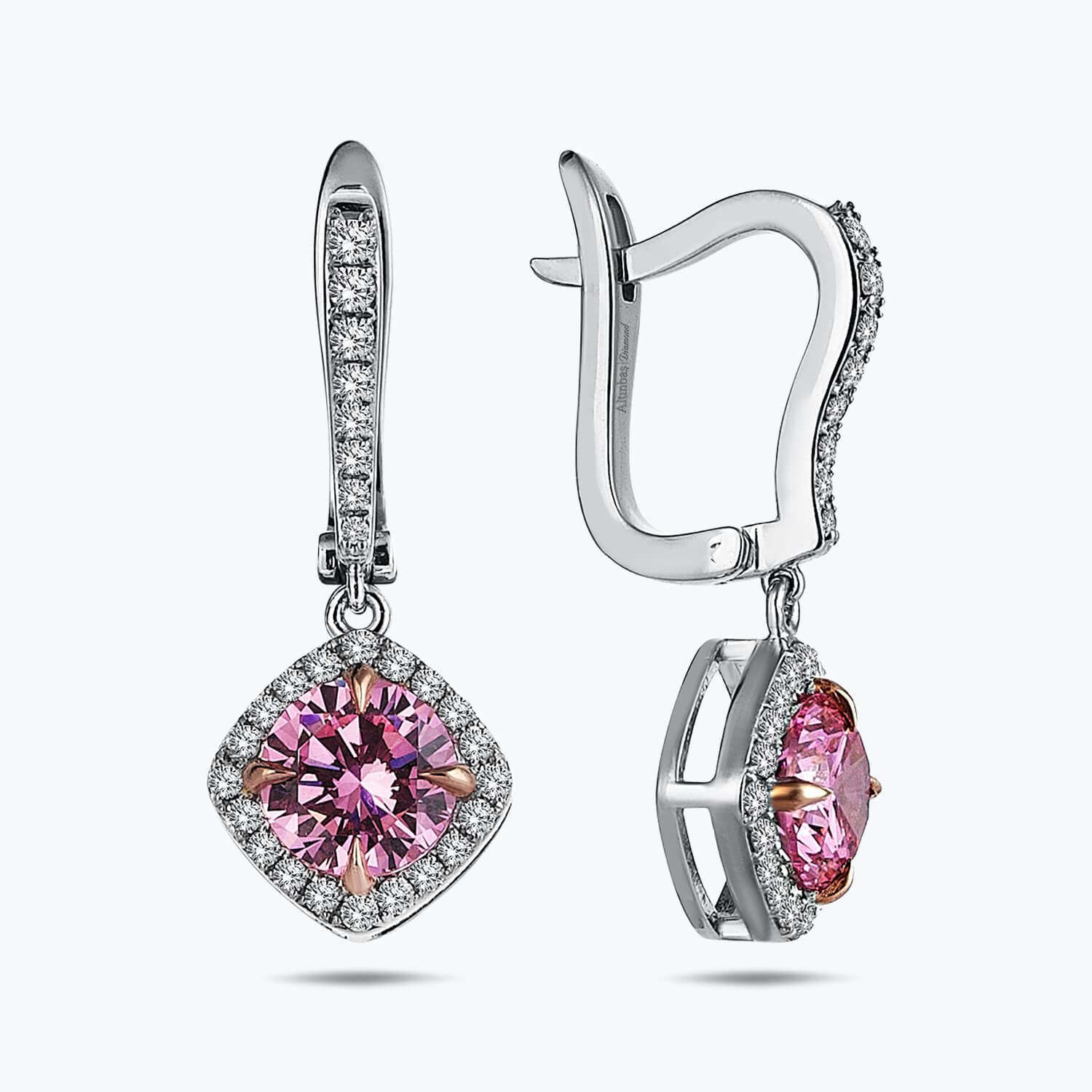 Pırlanta Pembe Topaz Küpe