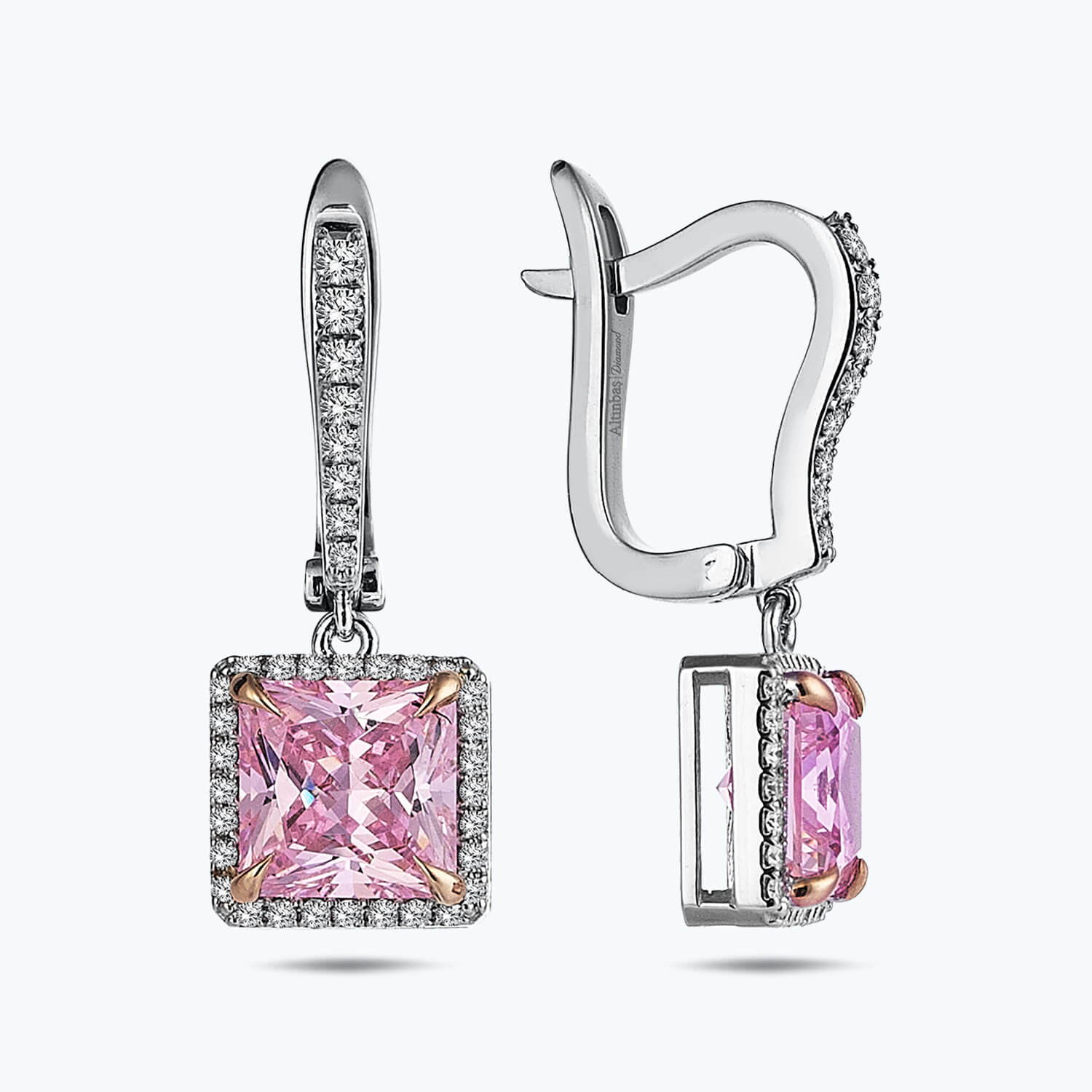 Pırlanta Pembe Topaz Küpe