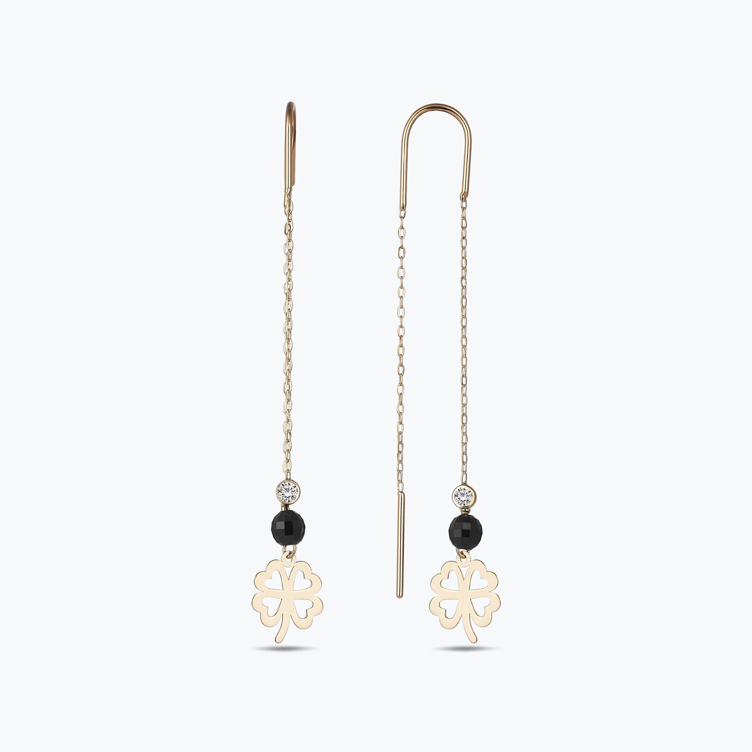 Pırlanta Sallantılı Yonca Küpe