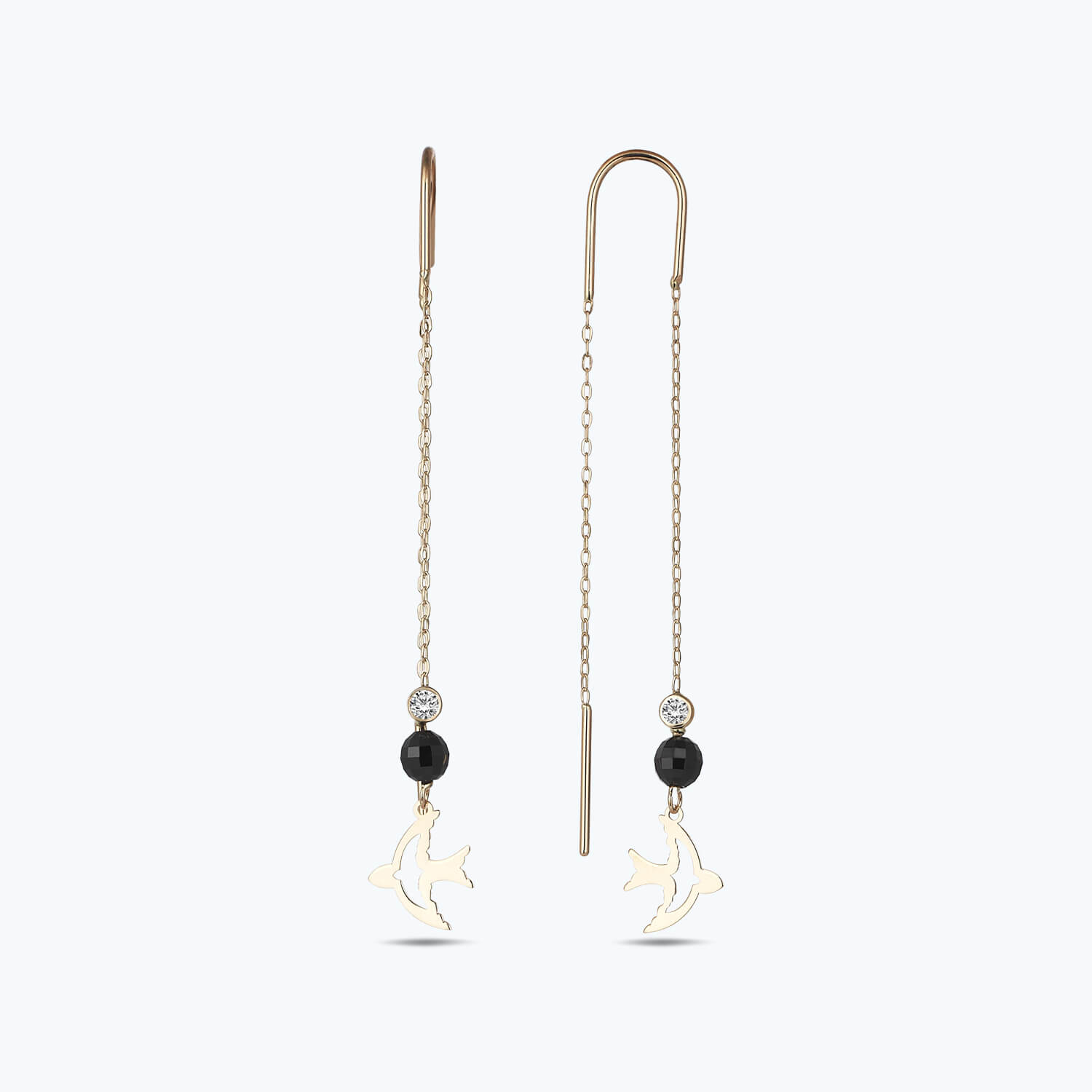 Pırlanta Sallantılı Kırlangıç Küpe