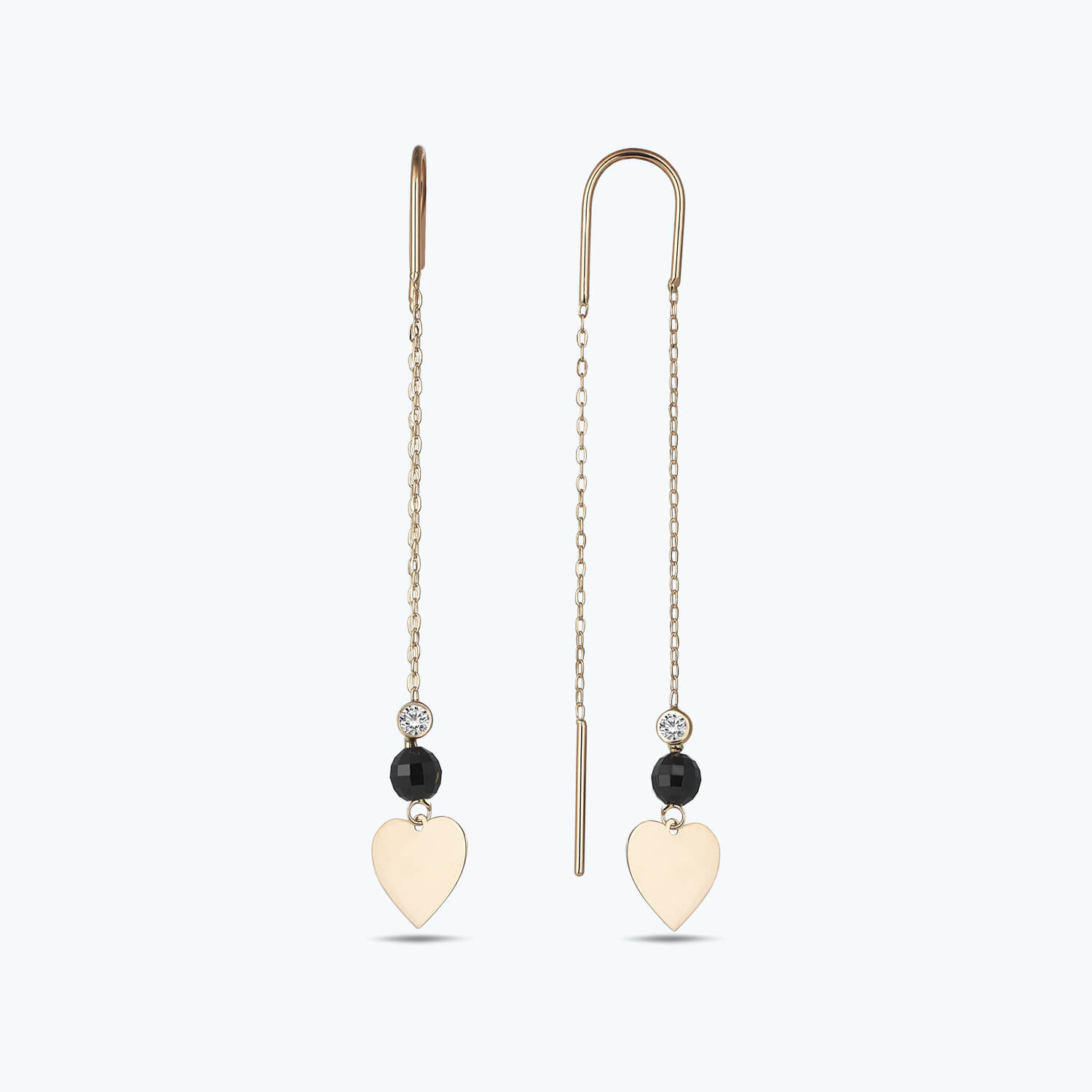 Pırlanta Sallantılı Kalp Küpe