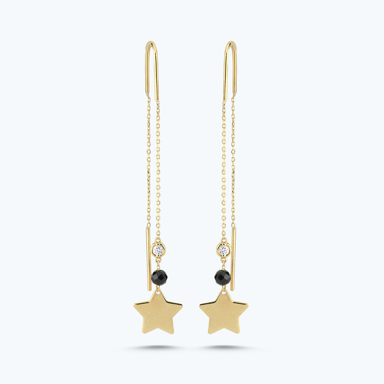 Pırlanta Spinal Taşlı Yıldız Küpe