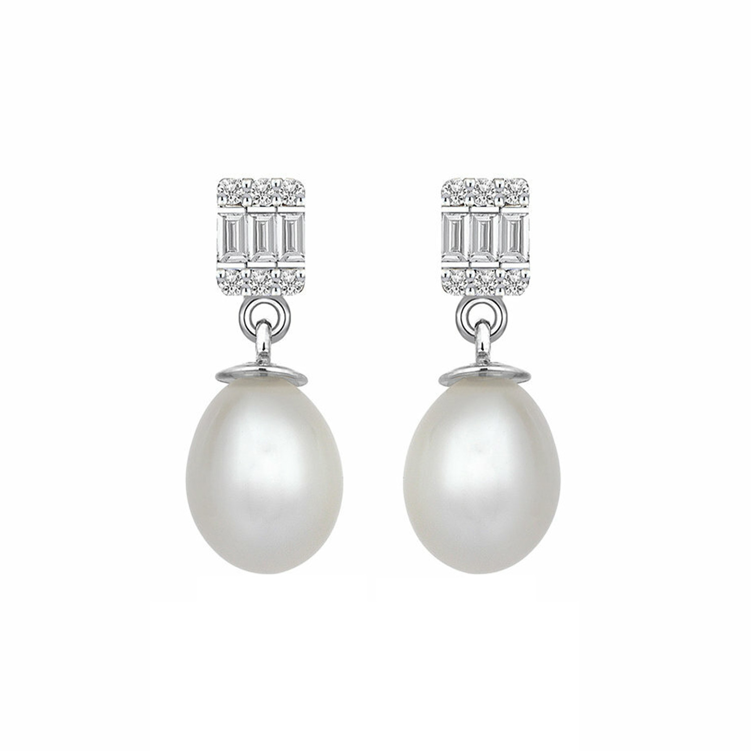 Pırlanta Baget İnci Küpe