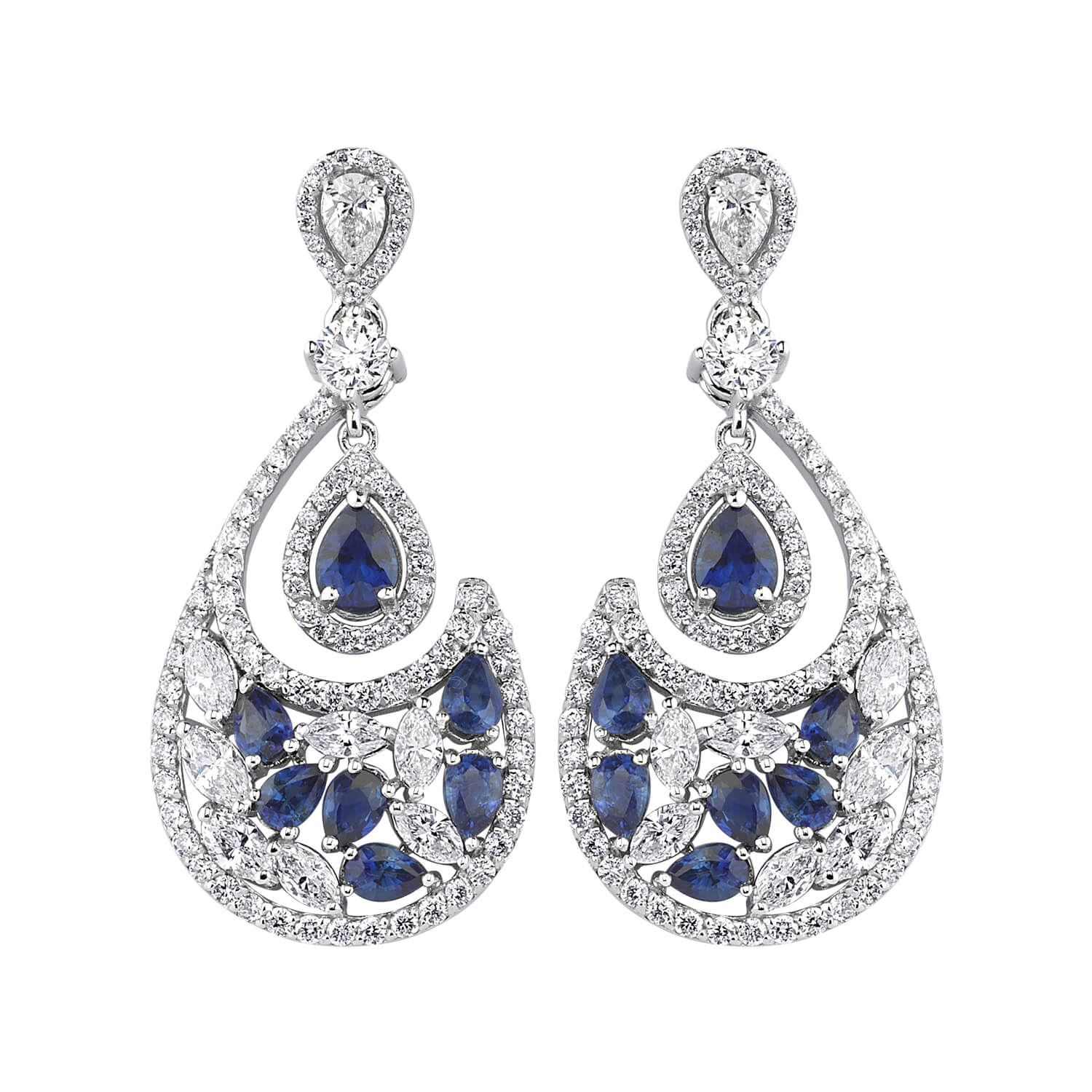 Pırlanta Safir Küpe