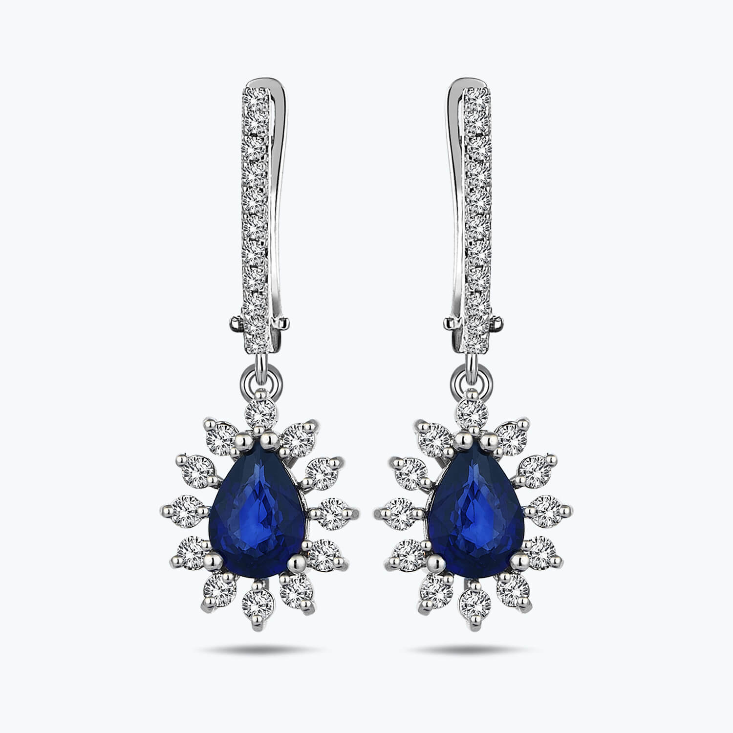 Pırlanta Safir Küpe