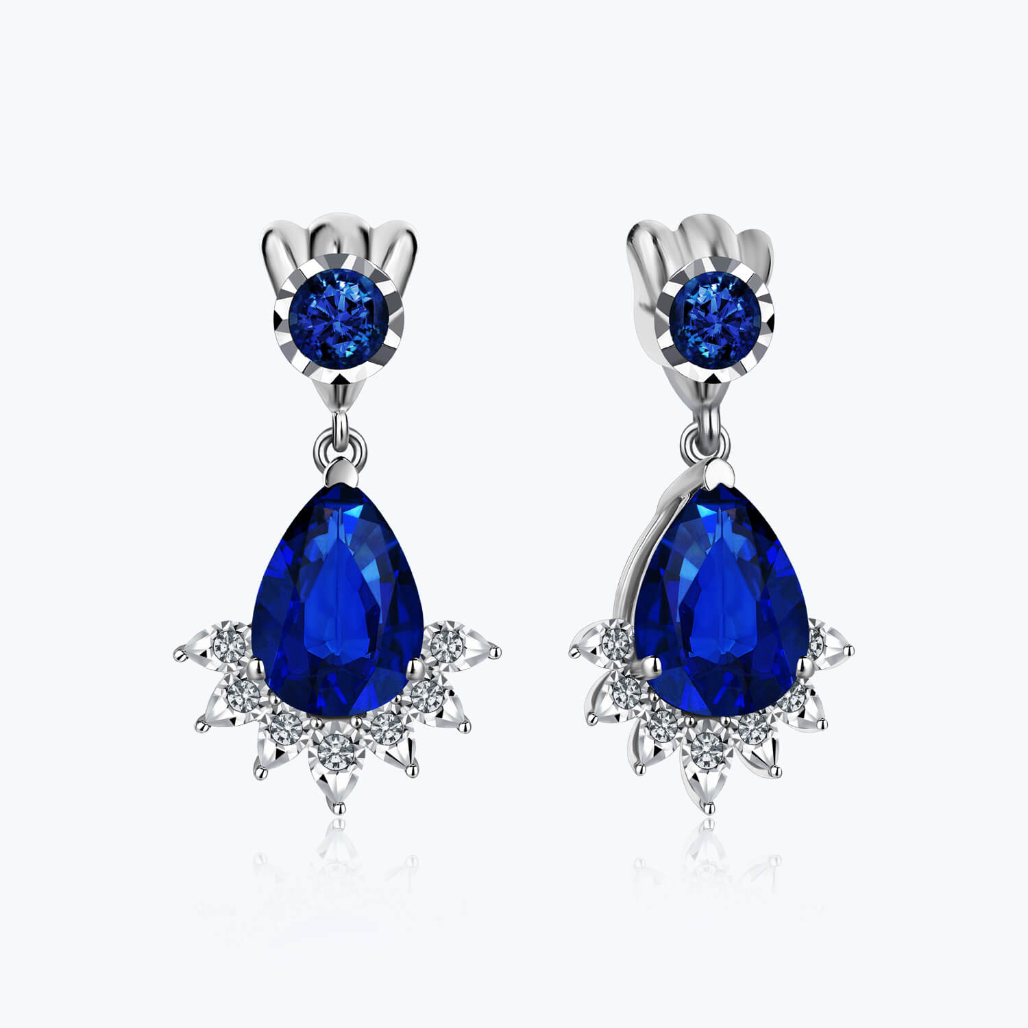 Pırlanta Safir Küpe