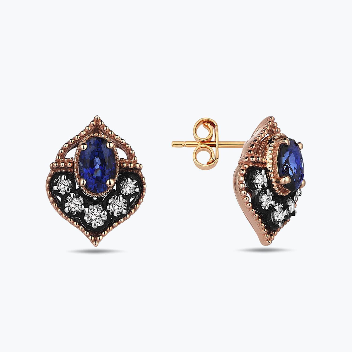 Elmas Safir Küpe Elmas Safir Küpe