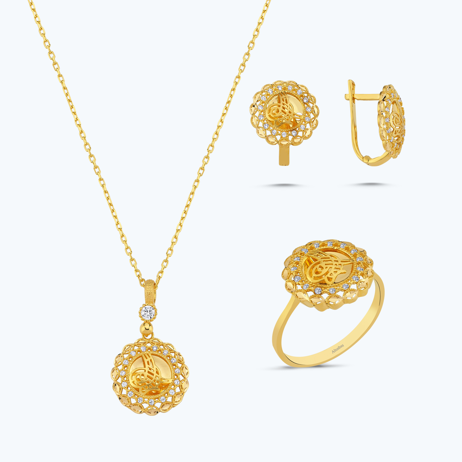 22 Ayar Altın Tuğralı Set / 0011256730001 | Altınbaş