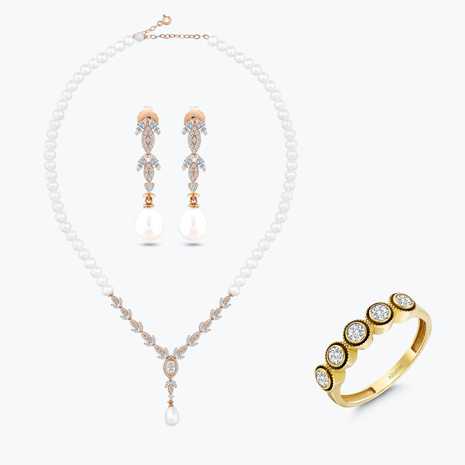 Altın Üçlü İnci Set Altın Üçlü İnci Set