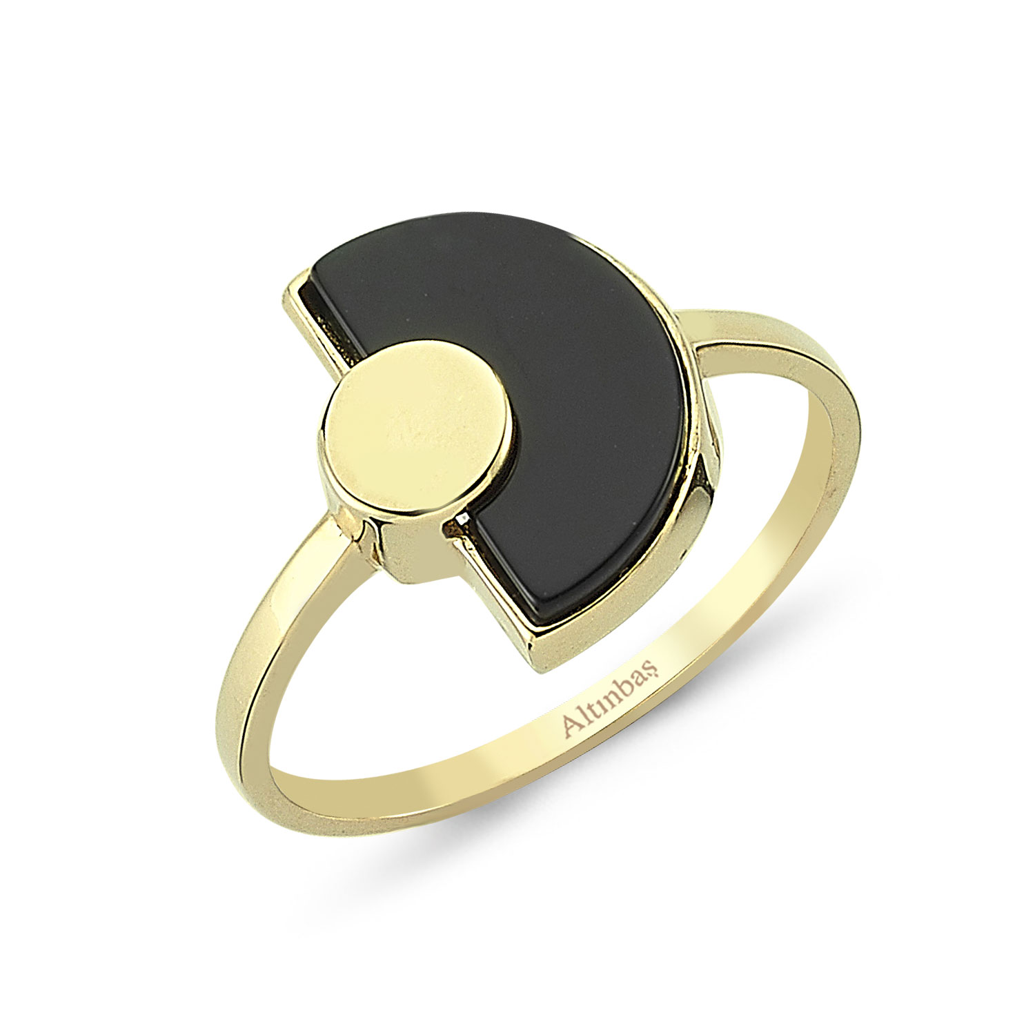 Oniks Taşlı Altın Yüzük