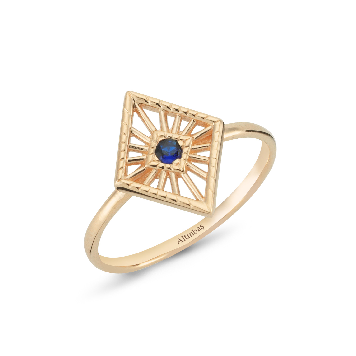 Lacivert Taşlı Altın Yüzük