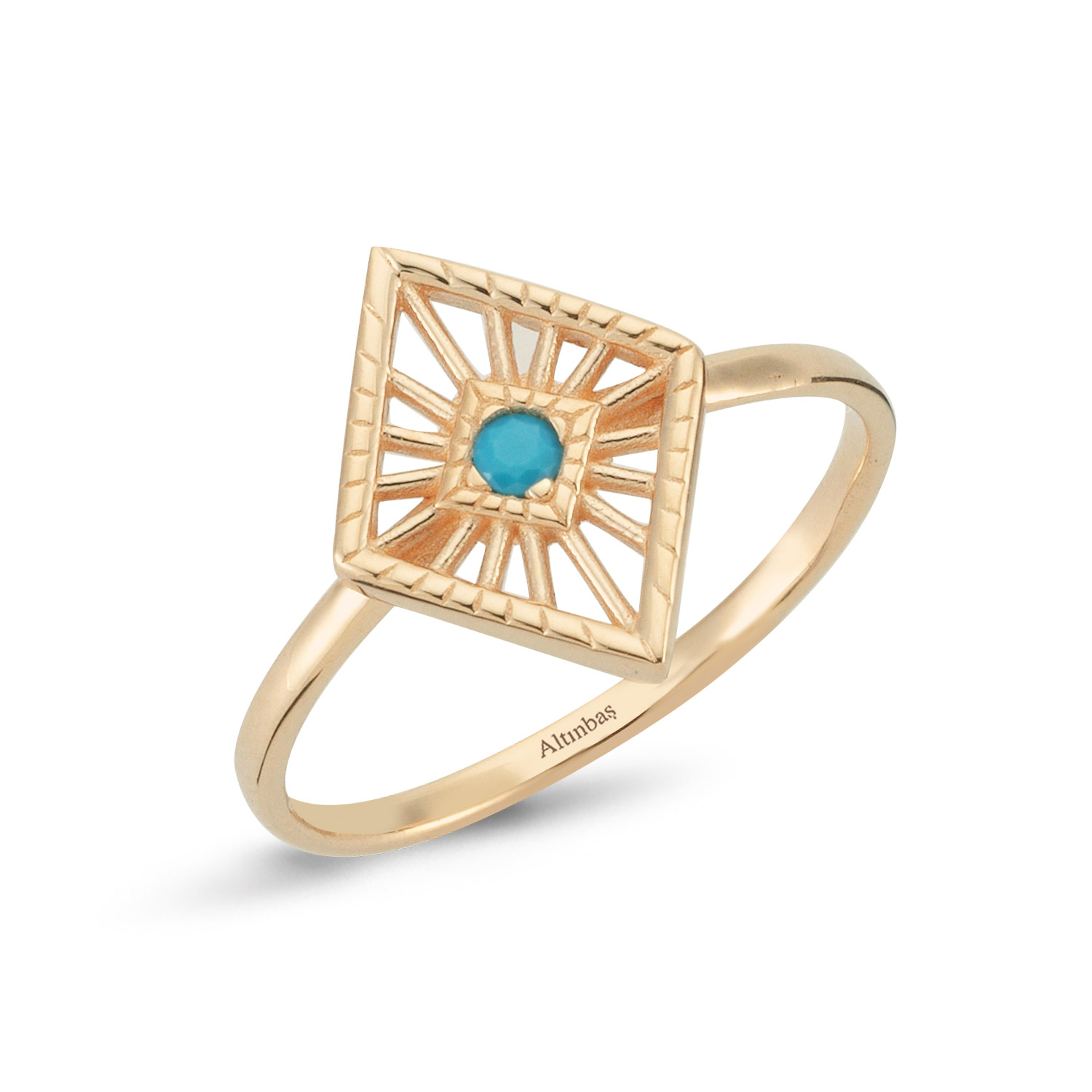 Mavi Taşlı Altın Yüzük