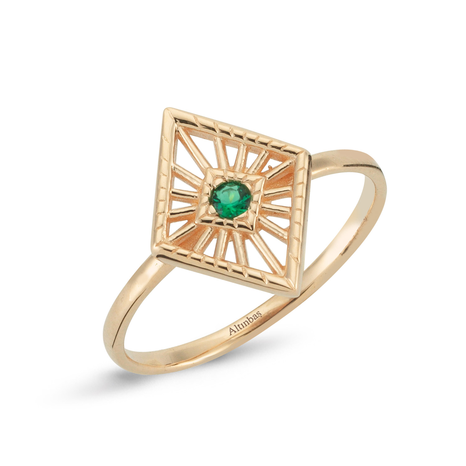 Yeşil Taşlı Altın Yüzük