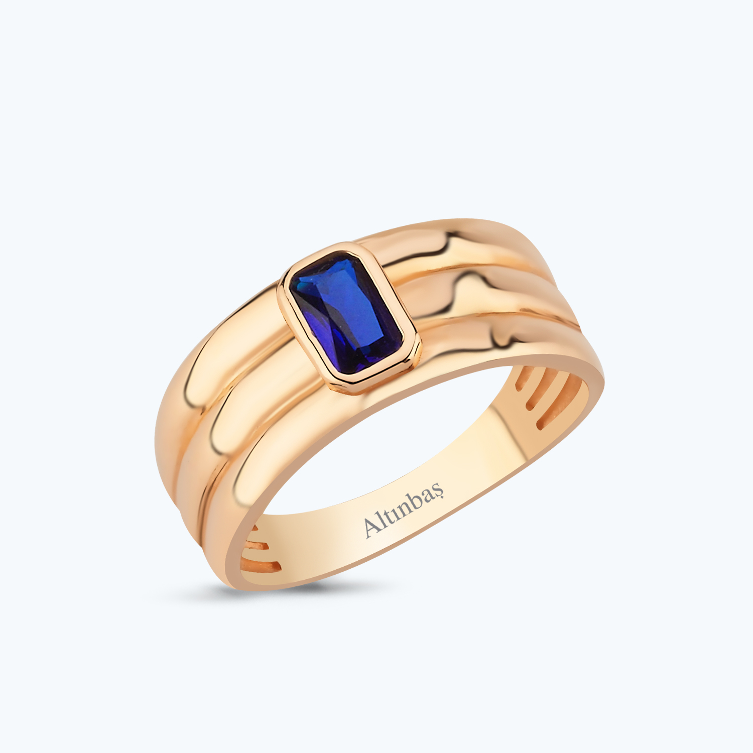 Lacivert Taşlı Altın Yüzük