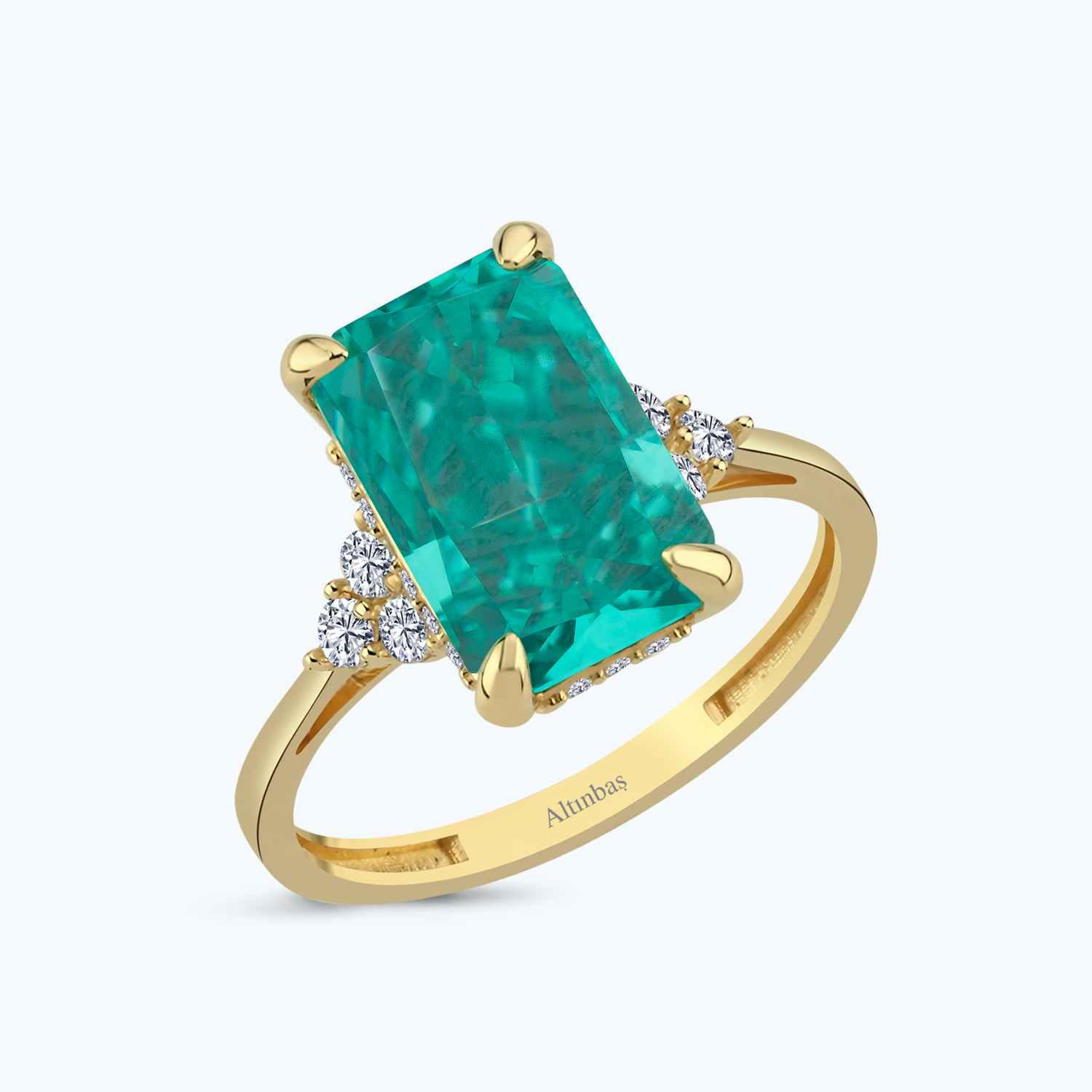 Yeşil Taşlı Altın Yüzük Yeşil Taşlı Altın Yüzük