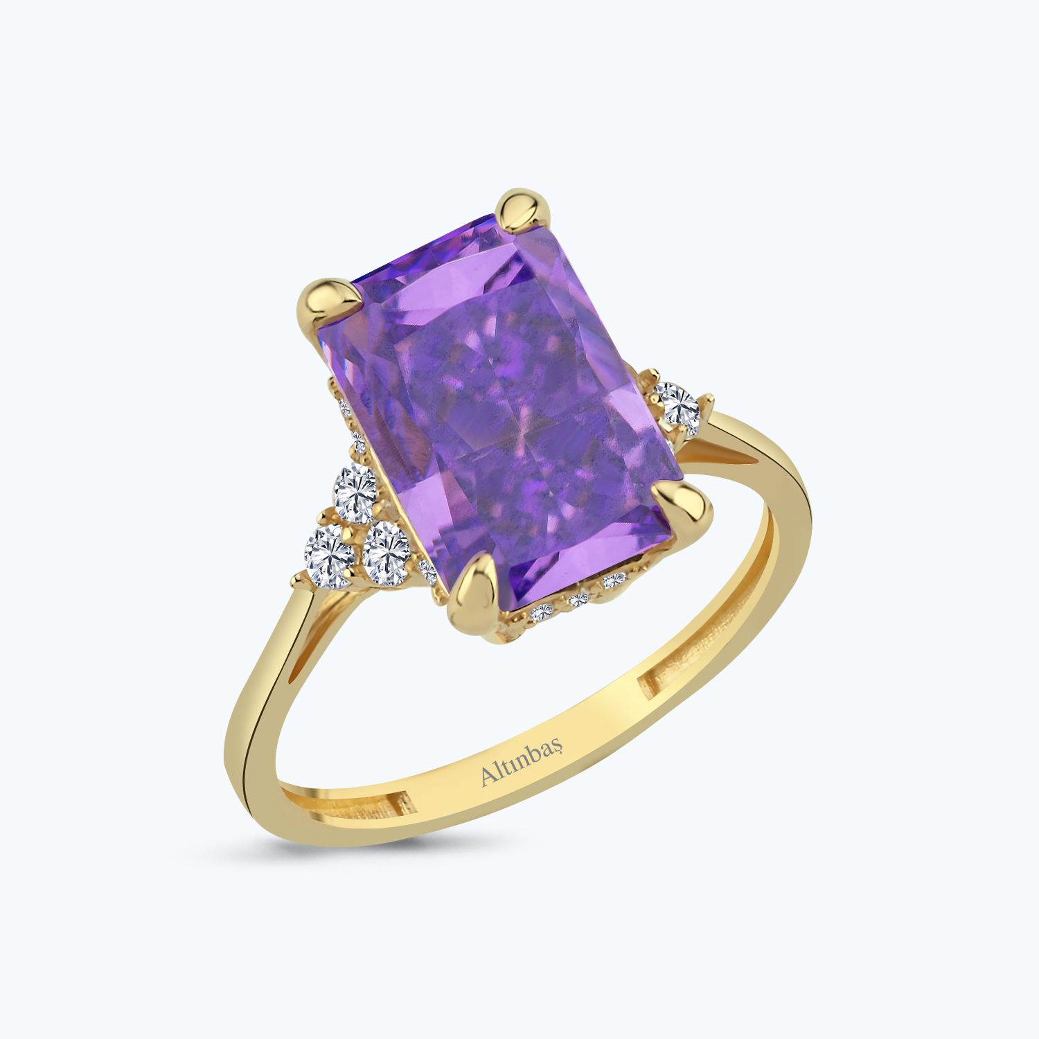 Mor Taşlı Altın Yüzük Mor Taşlı Altın Yüzük