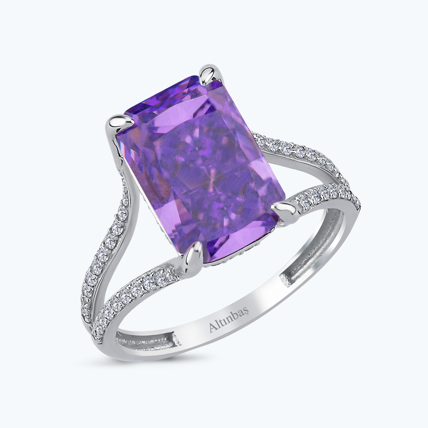 Mor Taşlı Altın Yüzük Mor Taşlı Altın Yüzük