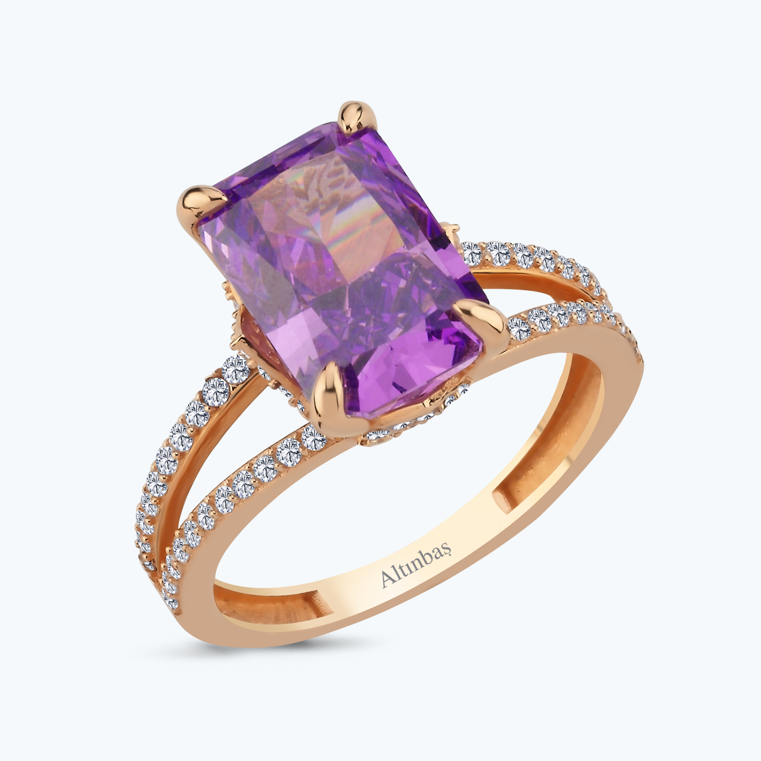 Mor Taşlı Altın Yüzük Mor Taşlı Altın Yüzük