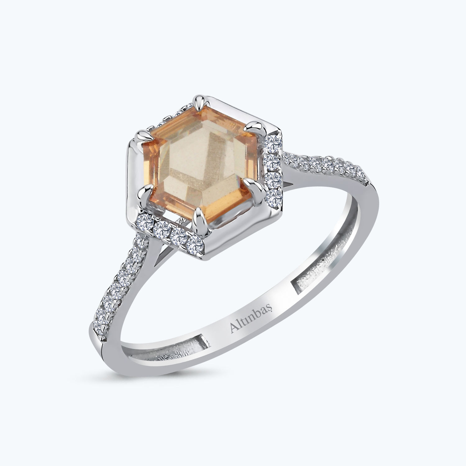 Turuncu Taşlı Altın Yüzük