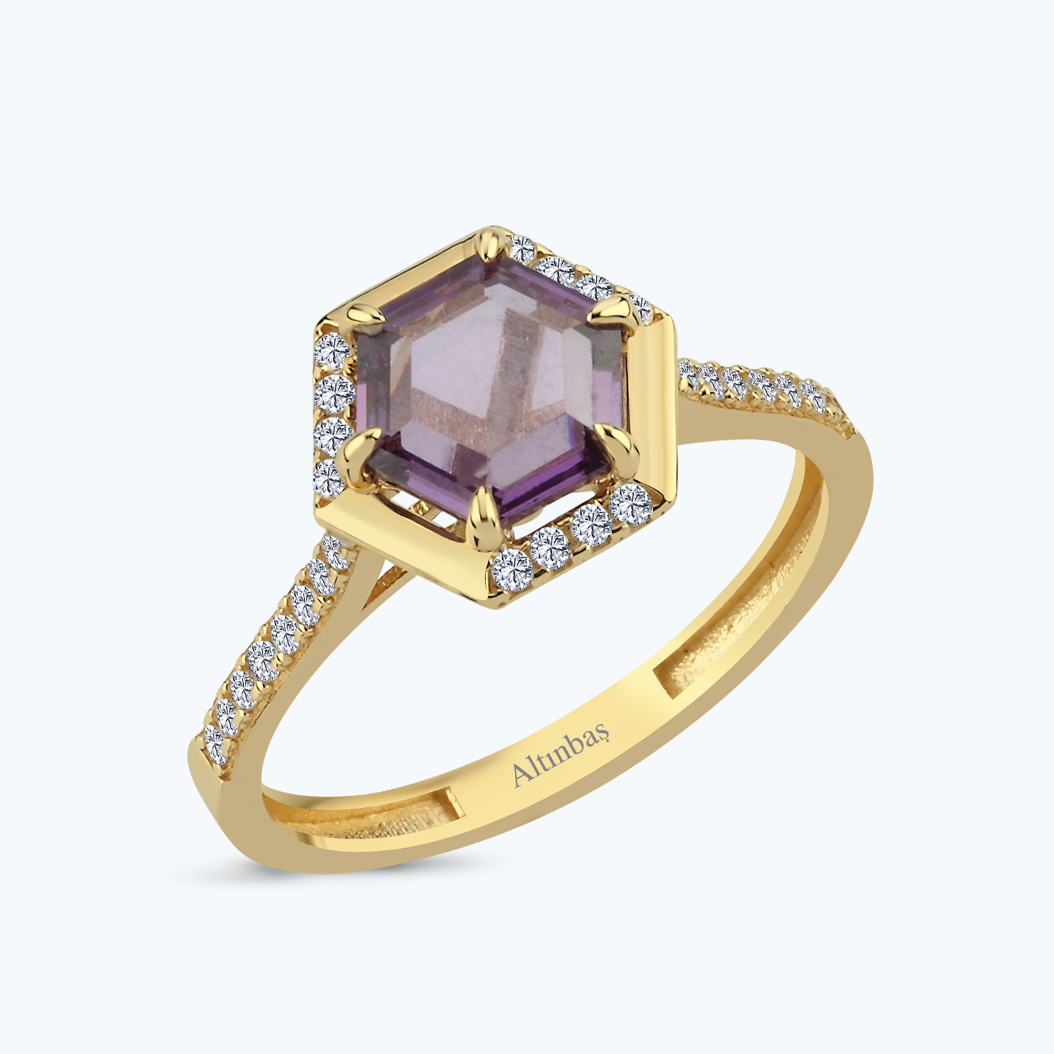 Mor Taşlı Altın Yüzük Mor Taşlı Altın Yüzük