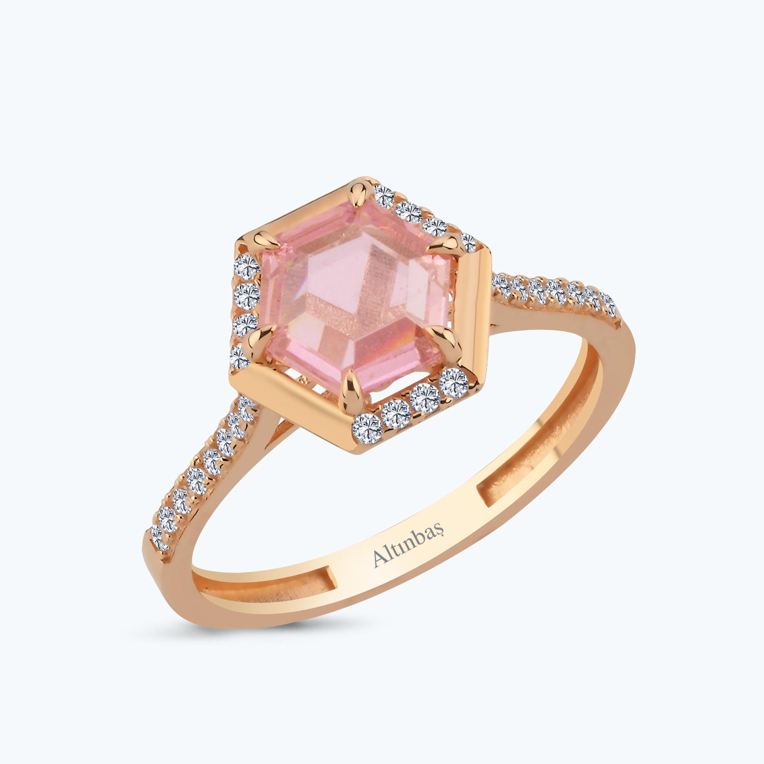 Pembe Taşlı Altın Yüzük Pembe Taşlı Altın Yüzük