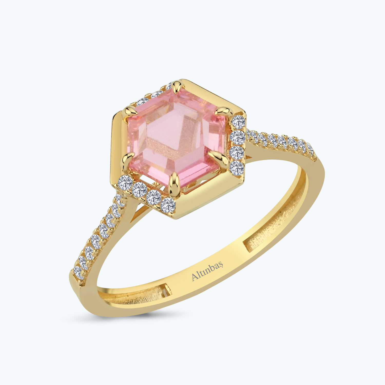 Pembe Taşlı Altın Yüzük Pembe Taşlı Altın Yüzük