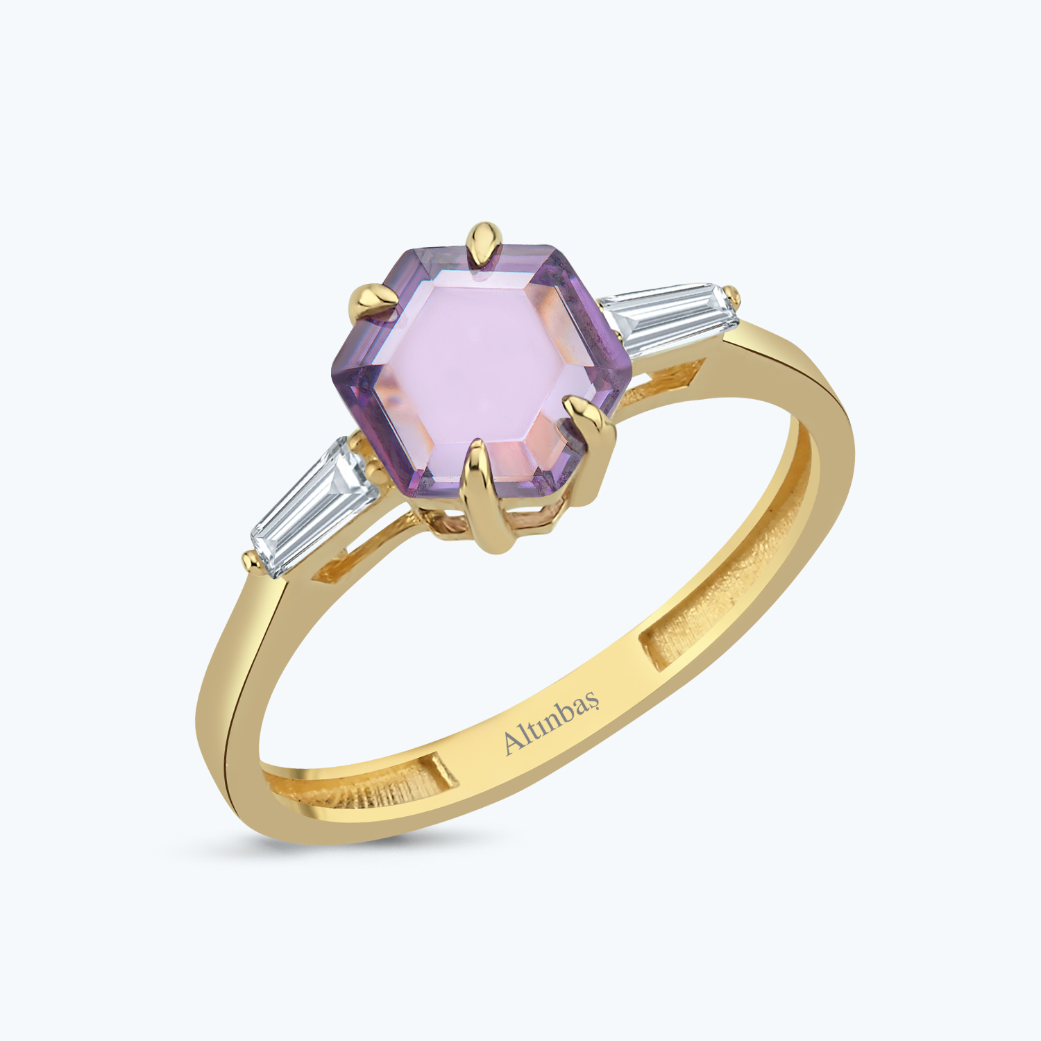 Mor Taşlı Altın Yüzük Mor Taşlı Altın Yüzük