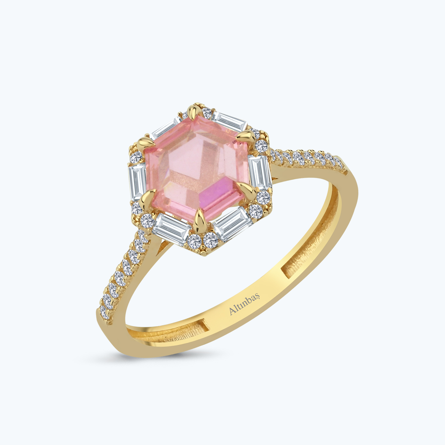 Pembe Taşlı Altın Yüzük Pembe Taşlı Altın Yüzük