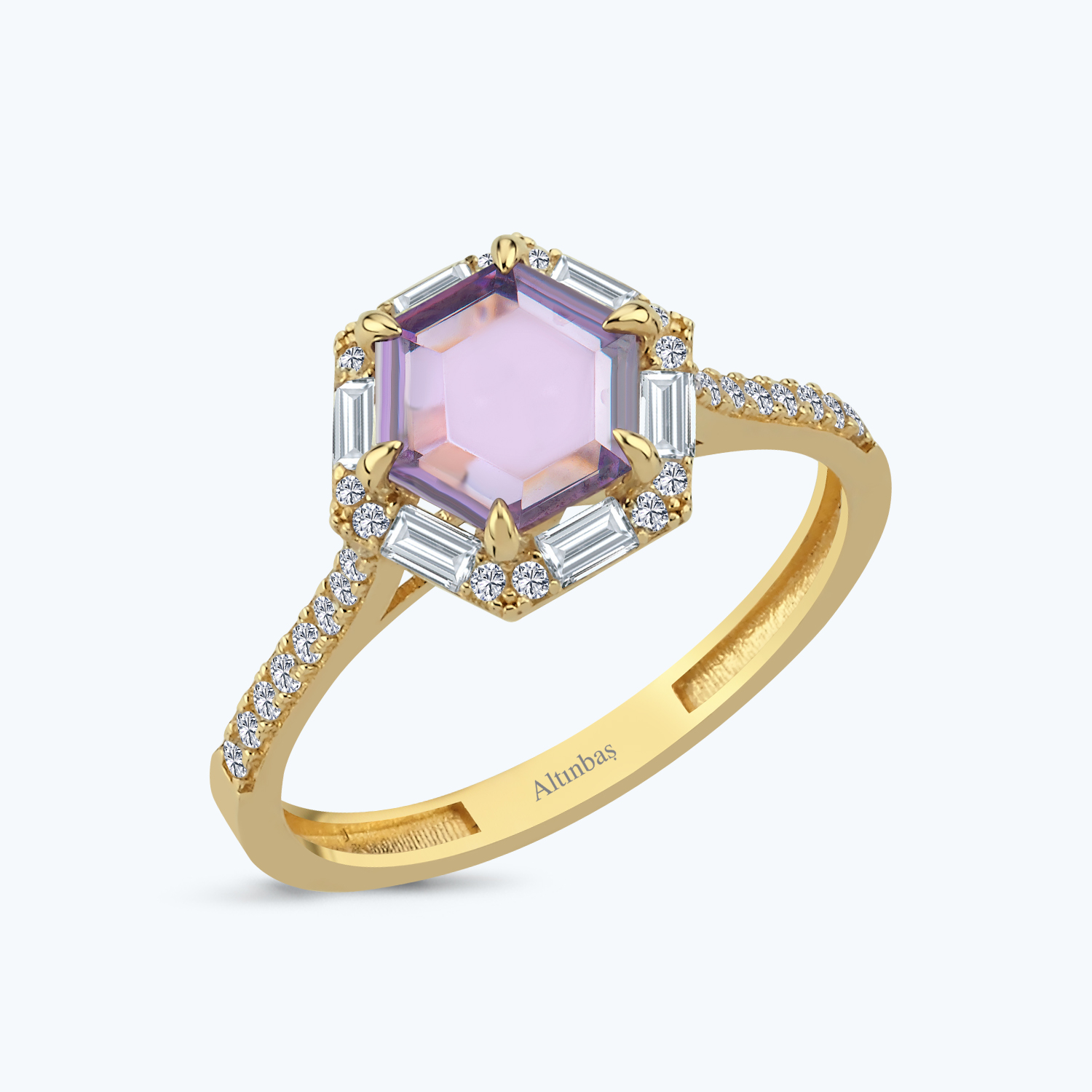 Mor Taşlı Altın Yüzük Mor Taşlı Altın Yüzük