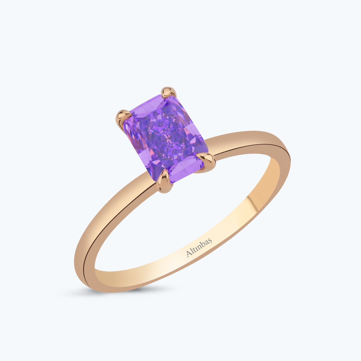 Mor Taşlı Altın Yüzük