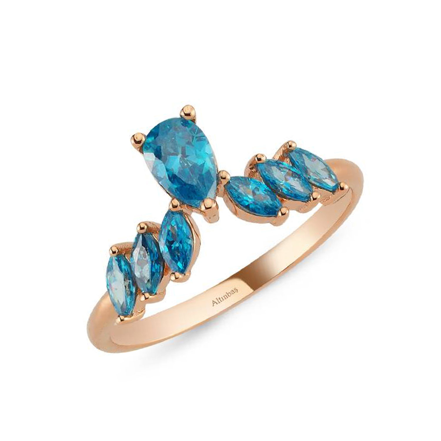 Mavi Taşlı Altın Yüzük