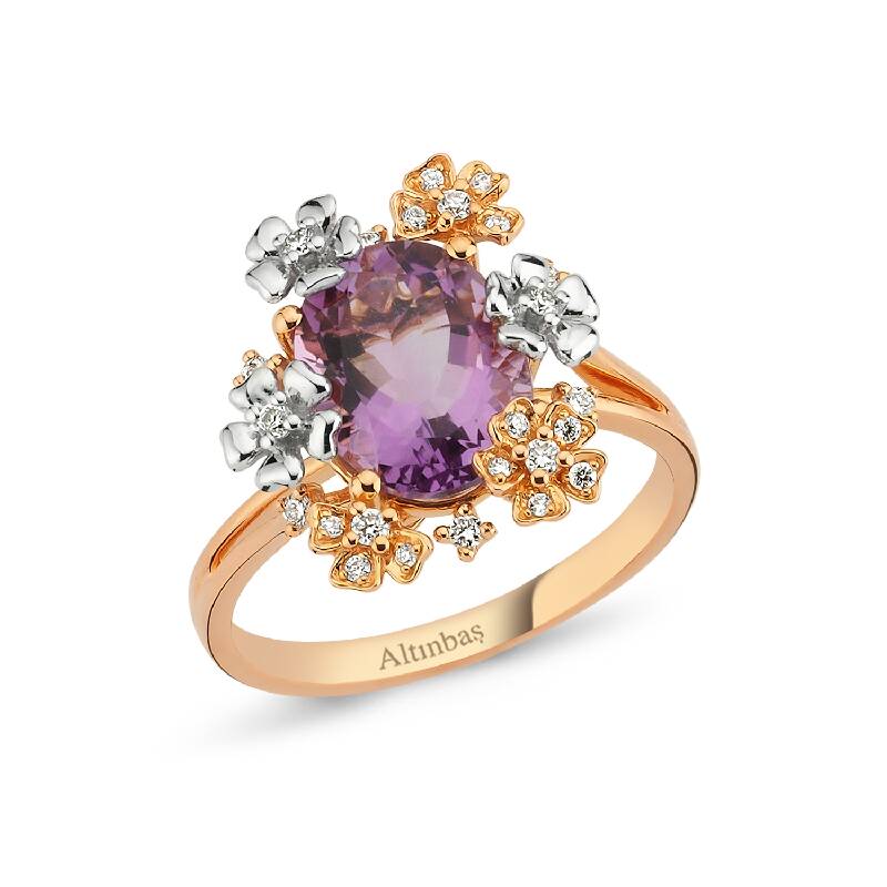 Pırlanta Ametist Yüzük